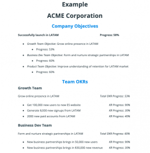 OKR Report Document Example – Weekdone