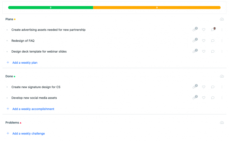 Weekly Progress Reporting – Weekdone Team Compass
